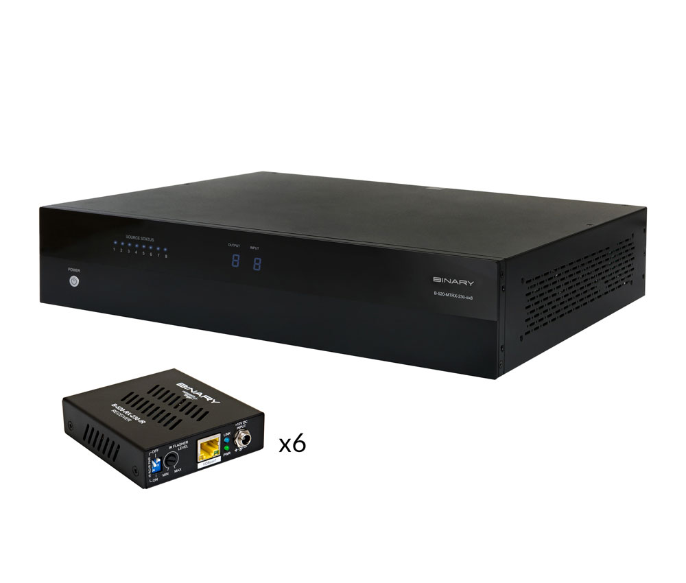 Binary™ 520 Series HDBaseT 8x8 Matrix Switcher with (6) HDBaseT ...